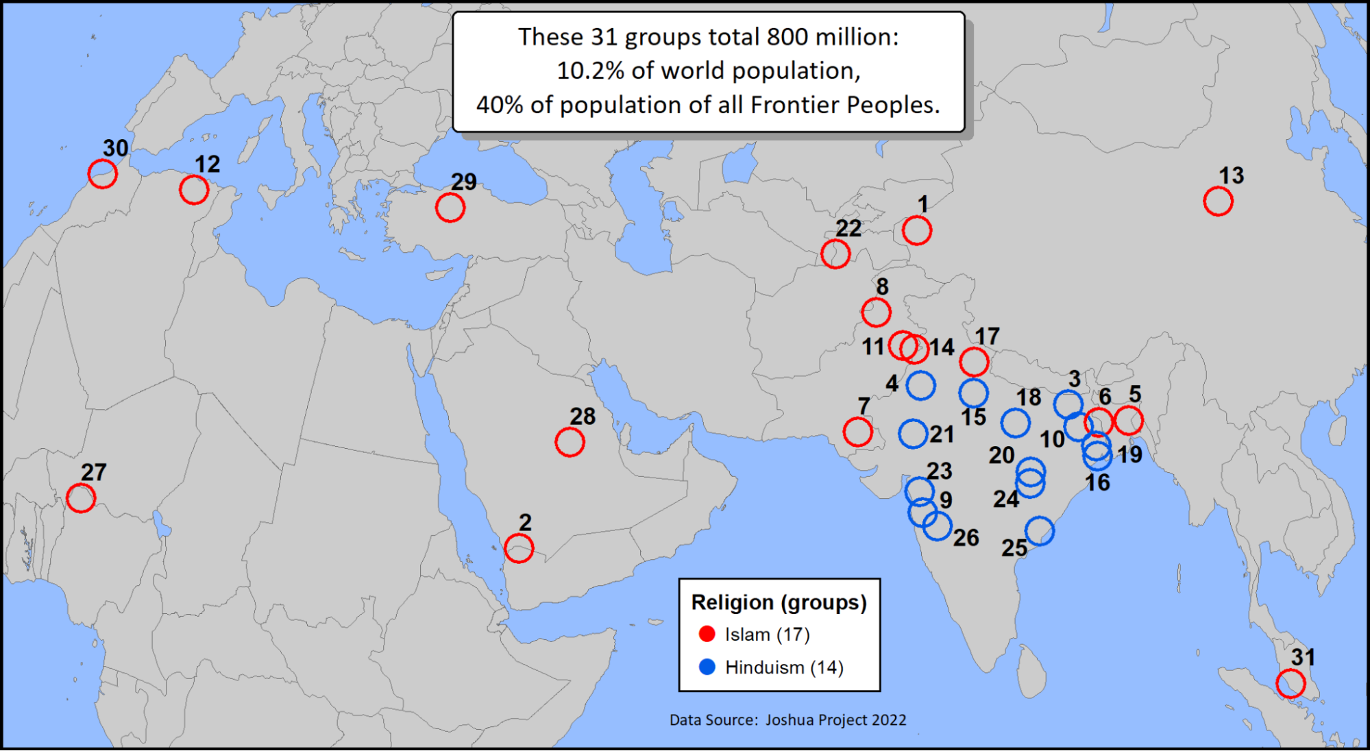 Bless Frontier Peoples + | The 31 Largest Frontier People Groups Map ...